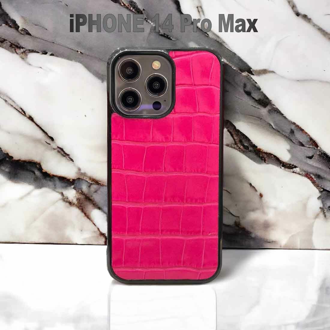 Чехол для IPhone 14 Pro Max из яркой кожи фуксия