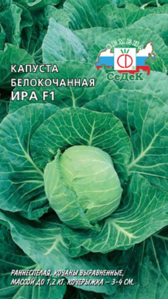 Семена Капуста белокачанная Ира F1 0.1г Ранние (Седек)