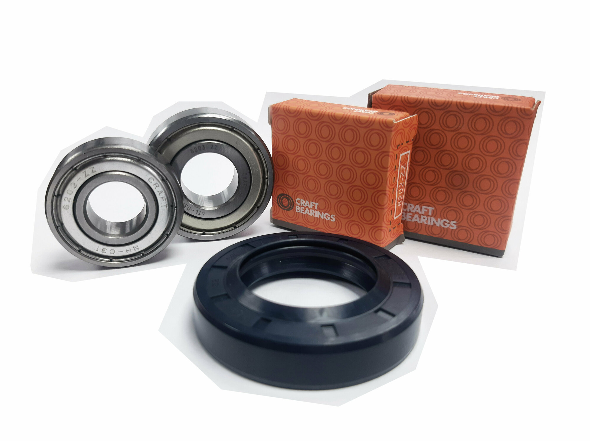 Ремкомплект бака стиральной машины (подшипники CRAFT 6202-ZZ, 6203-ZZ; сальник 32х52х10/12)