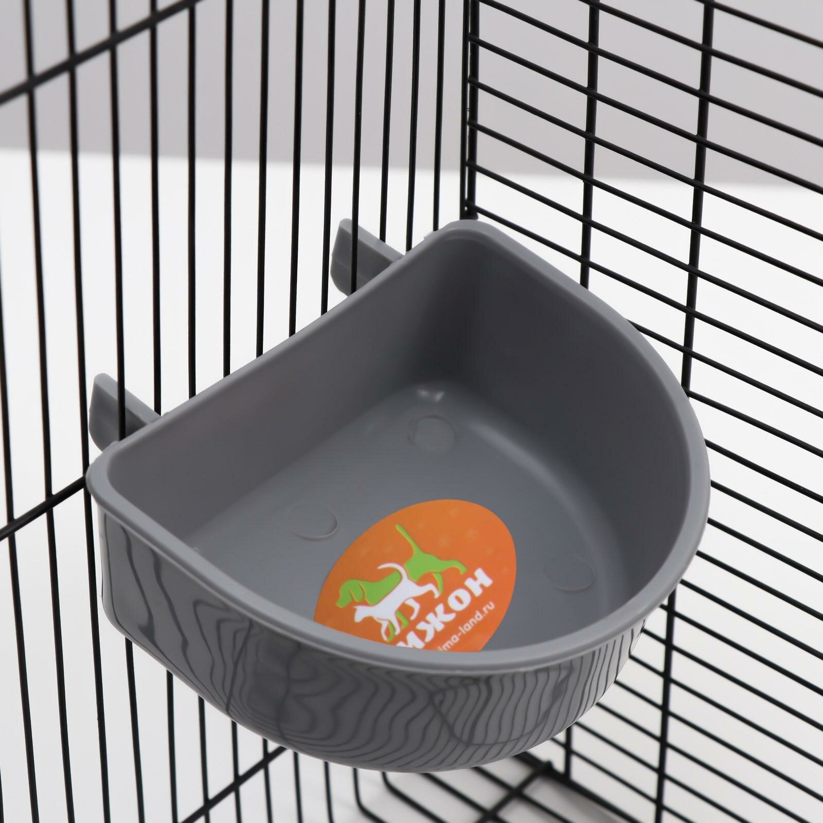 Миска в клетку и для переносок, 250 мл, пластик, серая