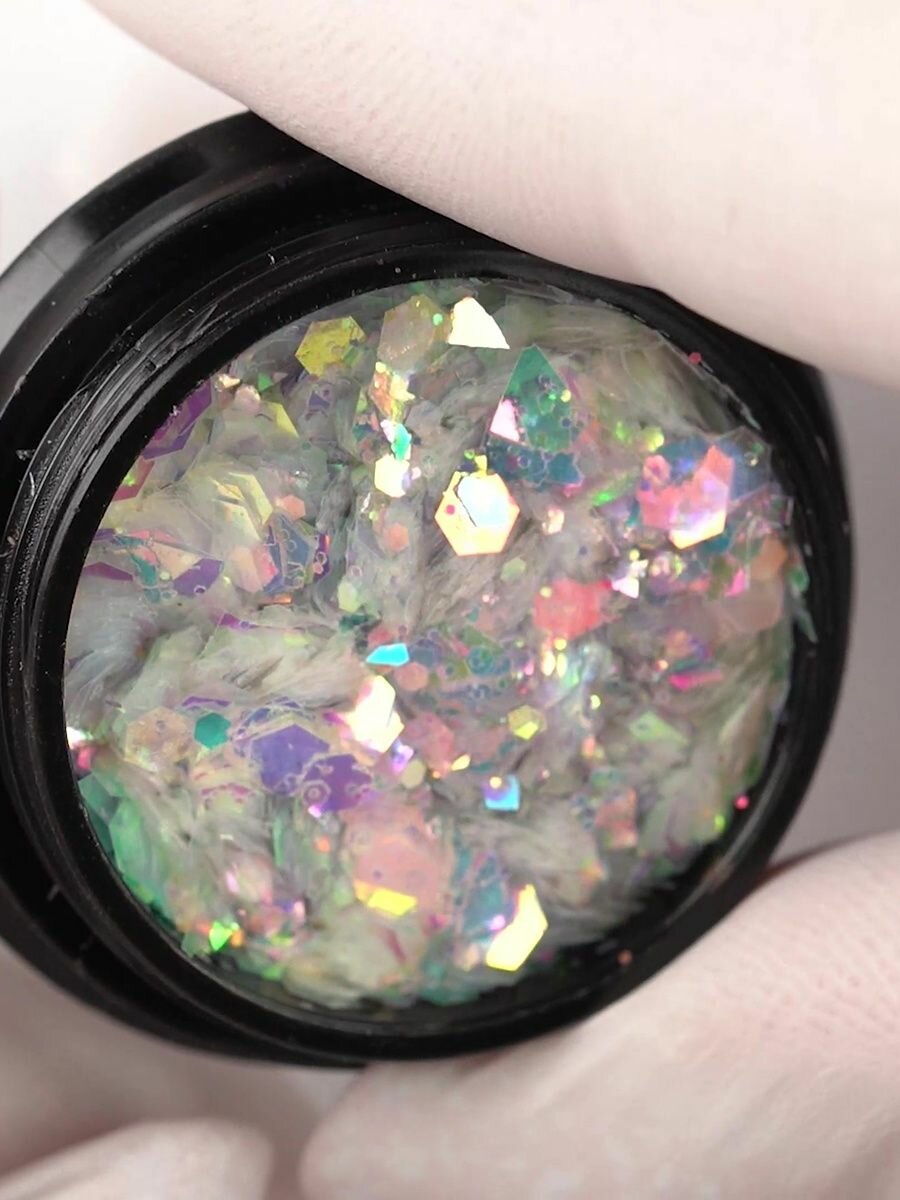 Хлопья для дизайна ногтей Bohemia CRYSTAL с эффектом голограммы AB