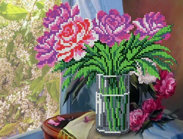 Набор для вышивания Вышиваем бисером #В-161 Весна за окном, Вышивка бисером, 25 х 19 см