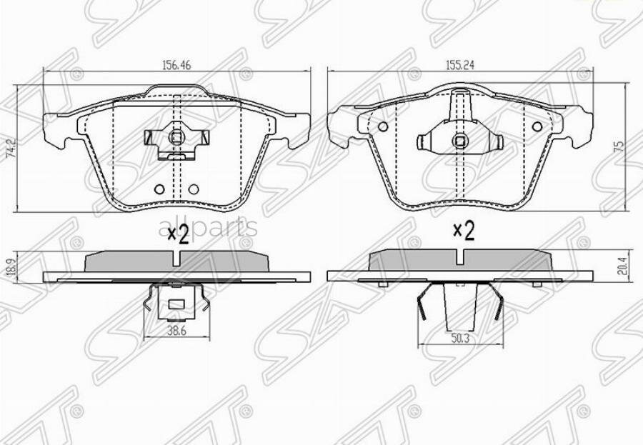 SAT ST-30769125 Колодки тормозные (Спереди) Volvo XC90 02-19