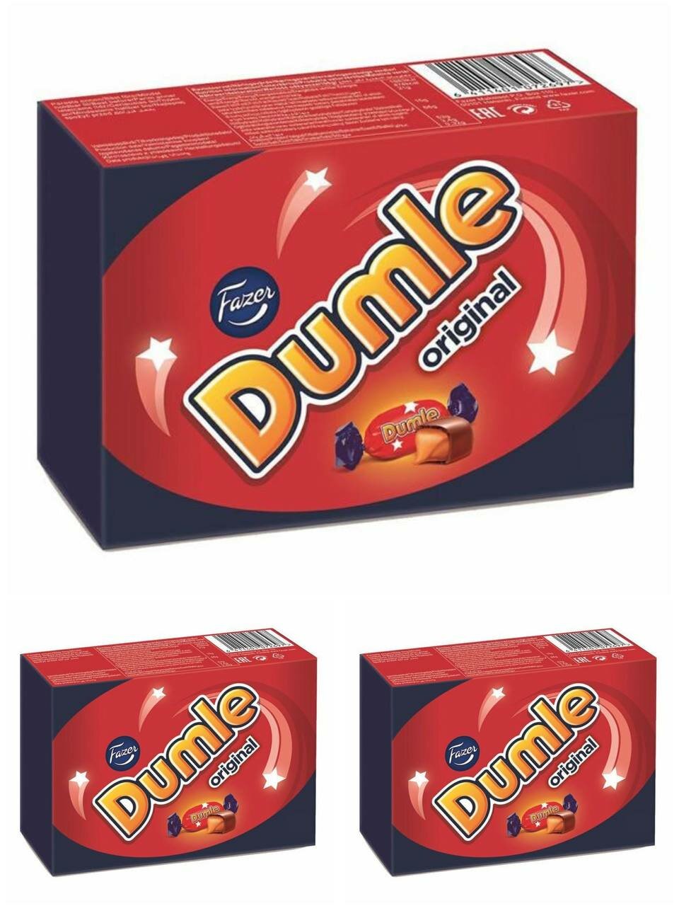 Конфеты Fazer Dumle Original мягкий ирис в молочном шоколаде, 3уп по 150г (Финляндия)