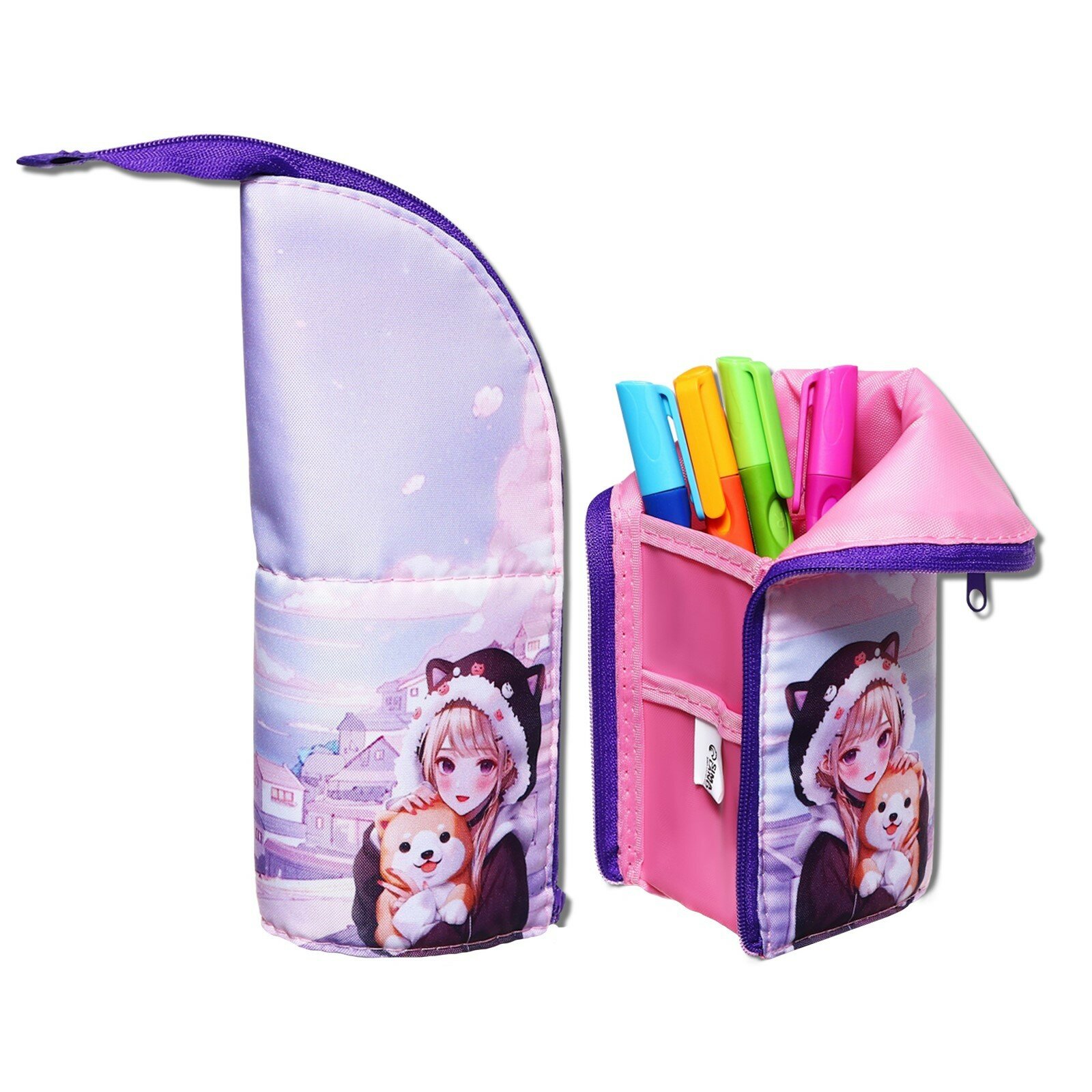 Пенал школьный, тубус, 8.5 × 21 × 6.5 см, «Друзья корея», для детей