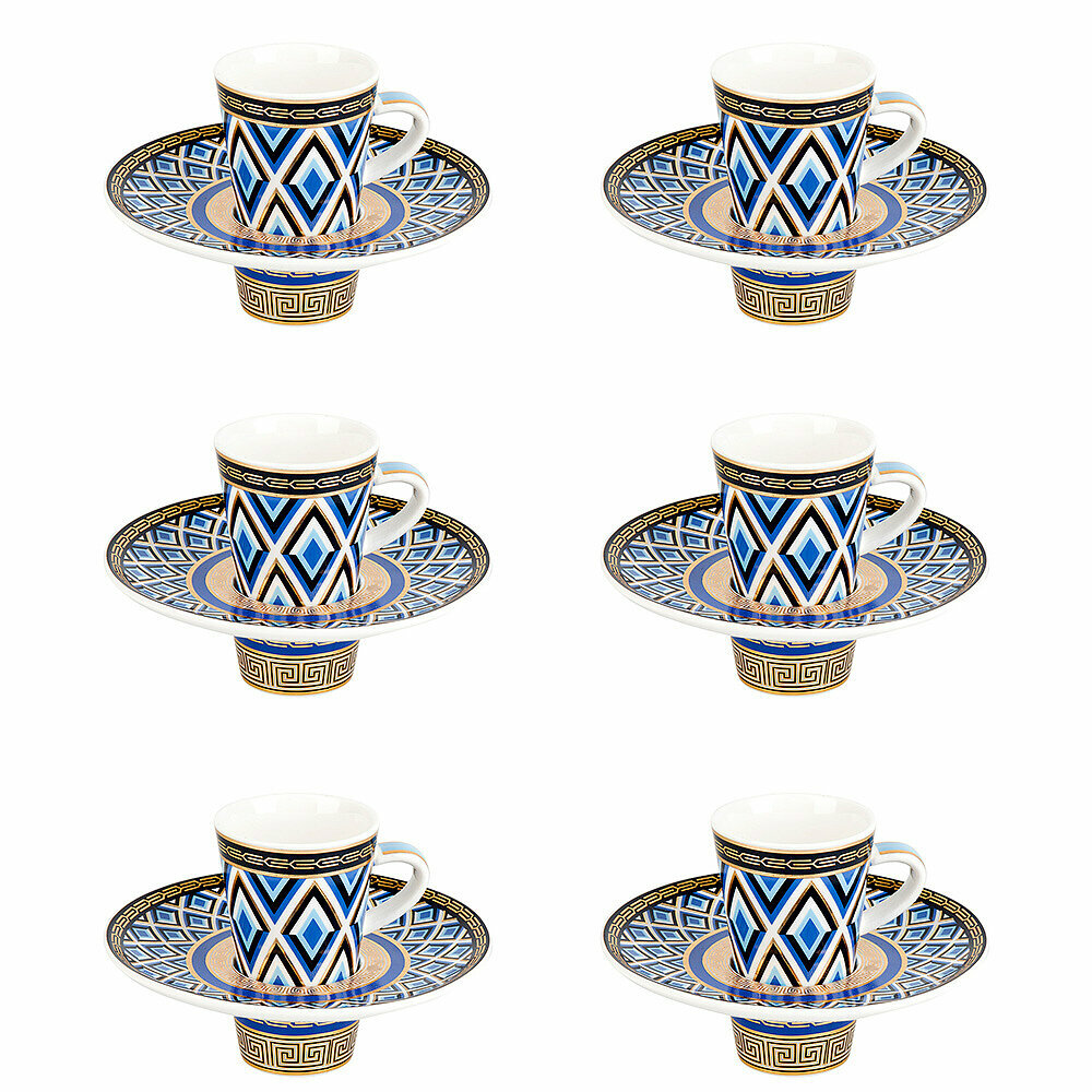 Набор кофейный 12 предметов на 6 персон "Golden Blue", 90 мл, Nouvelle
