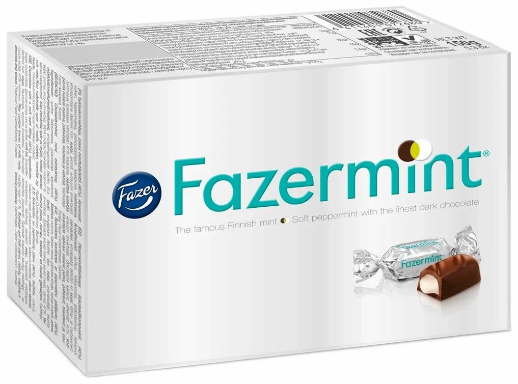 Повреждённые Шоколадные конфеты Fazer Fazermint темный шоколад с мятой, 150г (Финляндия)