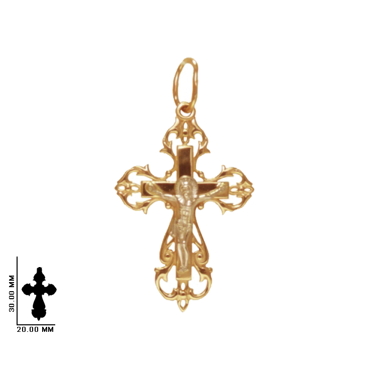 Крестик, красное золото, 585 проба