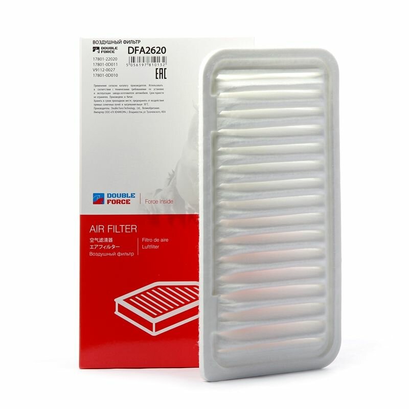 Фильтр воздушный BYD F3 2005-14 / GEELY EMGRAND EC7 2009 - / LIFAN SOLANO 2010-22 / Pontiac VIBE 2002-08 / TOYOTA ALLEX 2001-06 / ALLION 2001 - / Avensis 2002-10; DOUBLE FORCE DFA2620