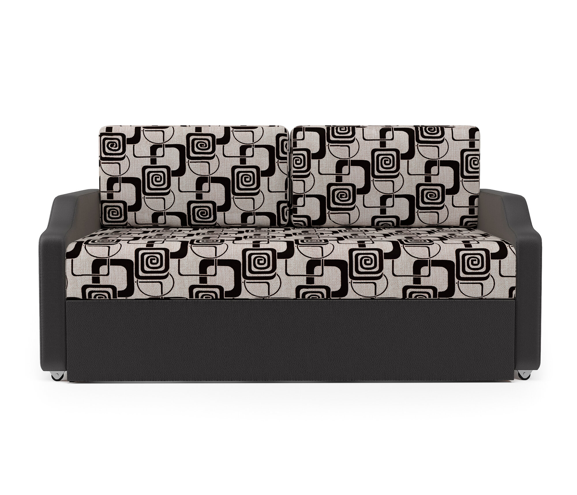 Диван кушетка Малыш шенилл ромб+экокожа коричневый