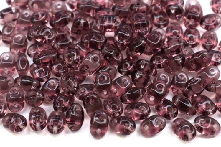 Бусины MiniDuo 2х4мм, отверстие 0,7мм, цвет 20060 аметист прозрачный, 707-042, 5г (около 115шт)