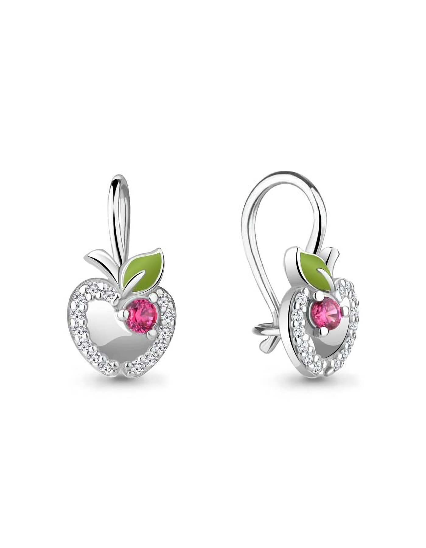 Серьги, серебро, 925 проба, родирование, рубин синтетический