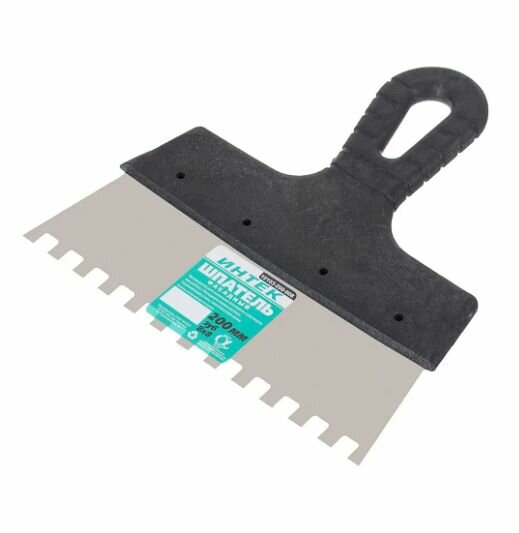 Шпатель зубчатый Интек 10103-200-008 200 мм, нержавеющая сталь, зуб 8x8 мм