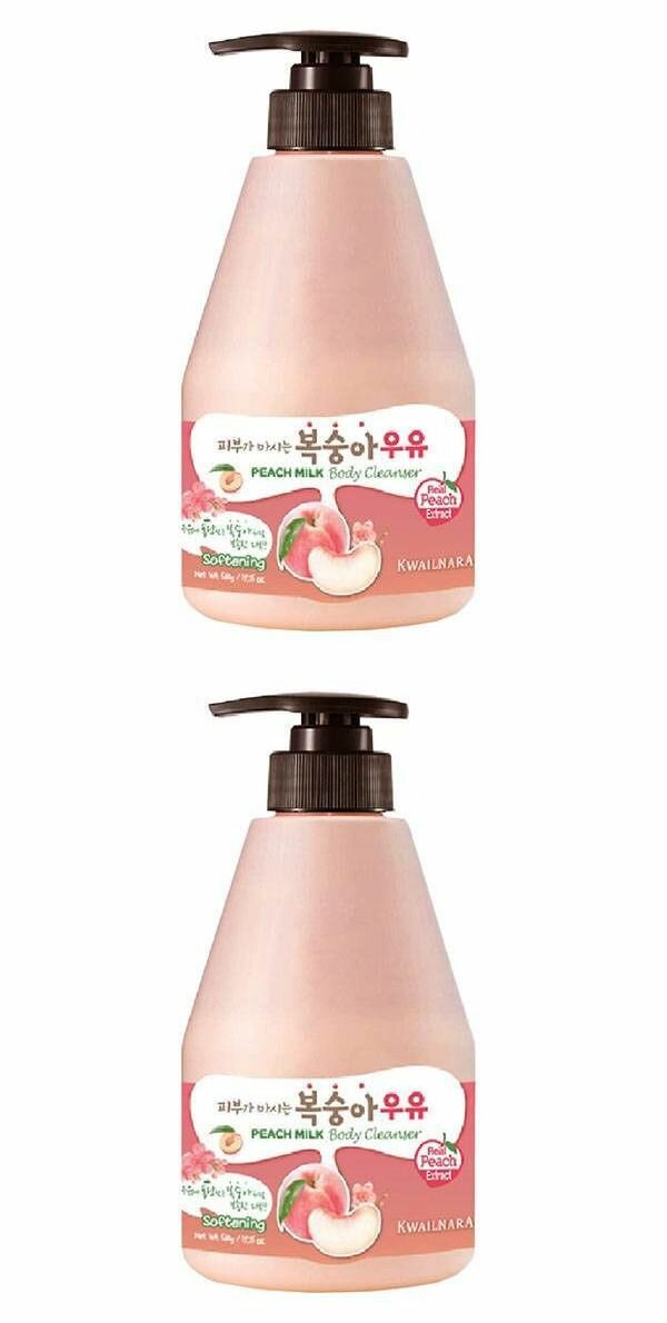 WELCOS Гель для душа Kwailnara Peach Milk Body Cleanser, 560 гр, 2 шт.