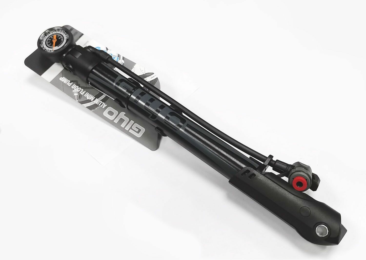 Насос велосипедный Giyo GM-643. Напольный, компактный, складной с манометром, 120 PSI.