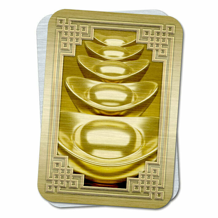 Магическая карта Фэн-Шуй Слитки, оберег от сглаза и порчи, талисман удачи, кошельковый сувенир - амулет на деньги, подарок на 23 февраля мужчине или на 8 марта женщине