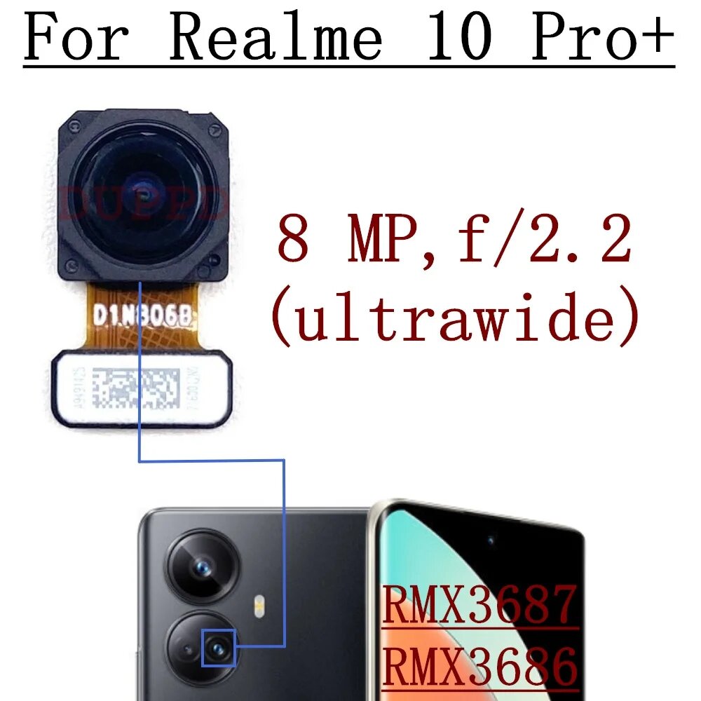 Оригинальная фронтальная и задняя камера для Realme 10 Pro + Plus RMX3687, RMX3686, 10 Pro Plus Wide