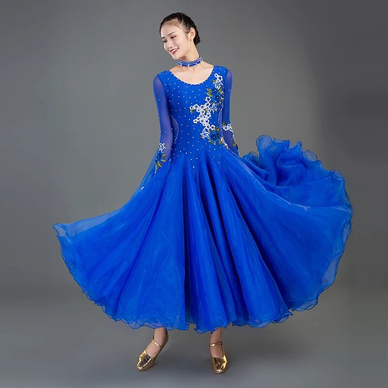 Зелёное бальное платье для танцев Синий, XXXL, Blue