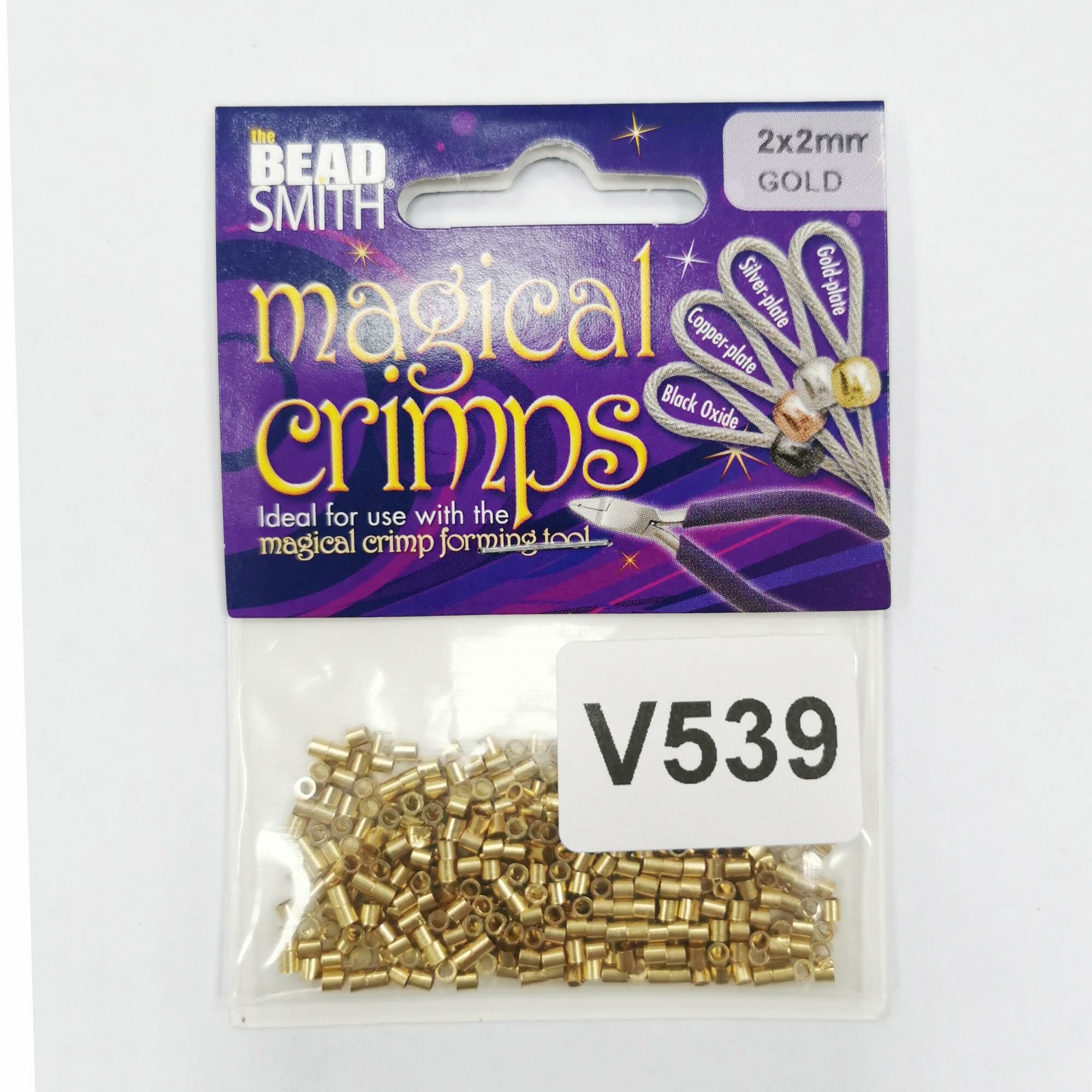 Кримпы 2х2мм, Bead Smith, трубочки, Magical Crimps, базовый материал - латунь, позолоченные, около 400 шт.