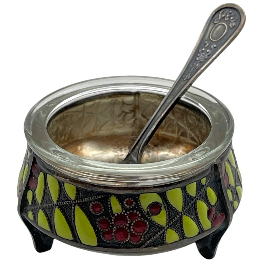 Солонка "Рябинка" с ложечкой, МНЦ, эмаль, 1ЮММЕТ, 1970-1977 гг, СССР