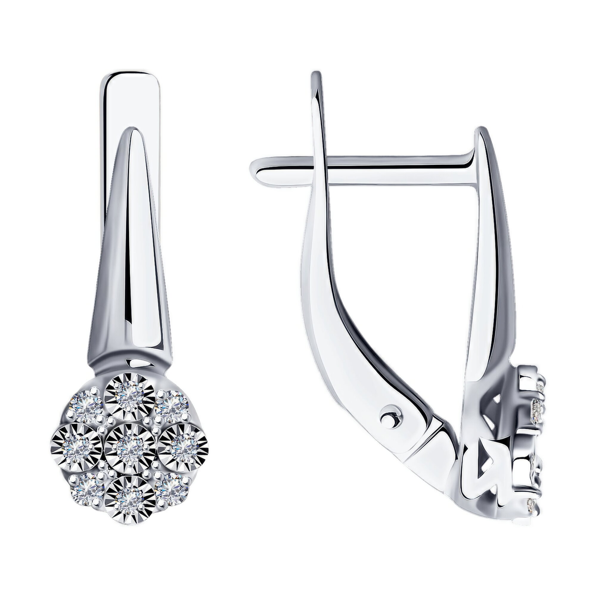 Серьги, белое золото, 585 проба, бриллиант