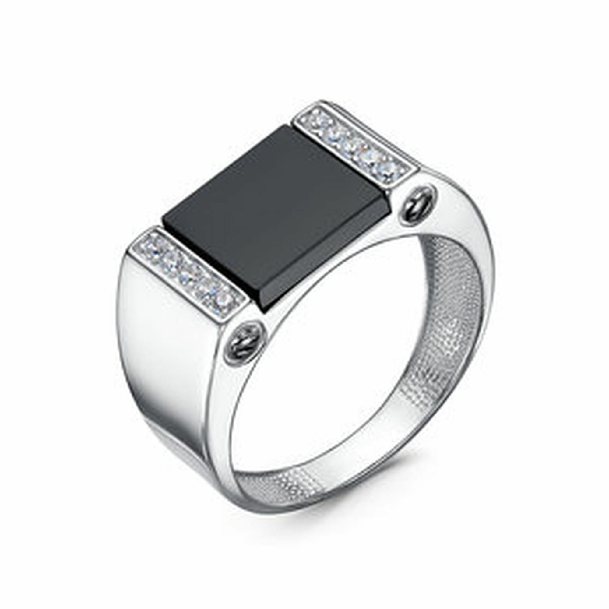 Печатка, серебро, 925 проба, родирование, кварц, фианит