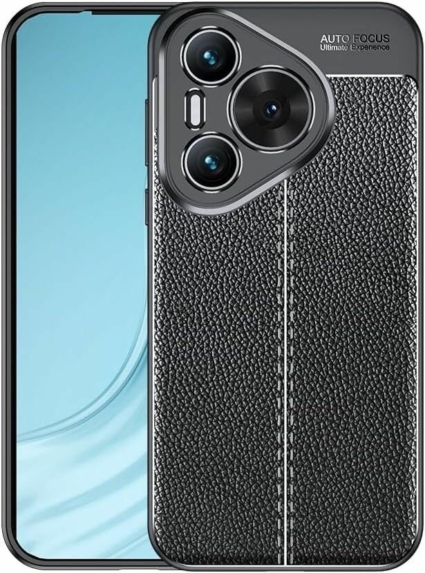Чехол на HUAWEI Pura 70 силиконовый под кожу чёрный противоударный