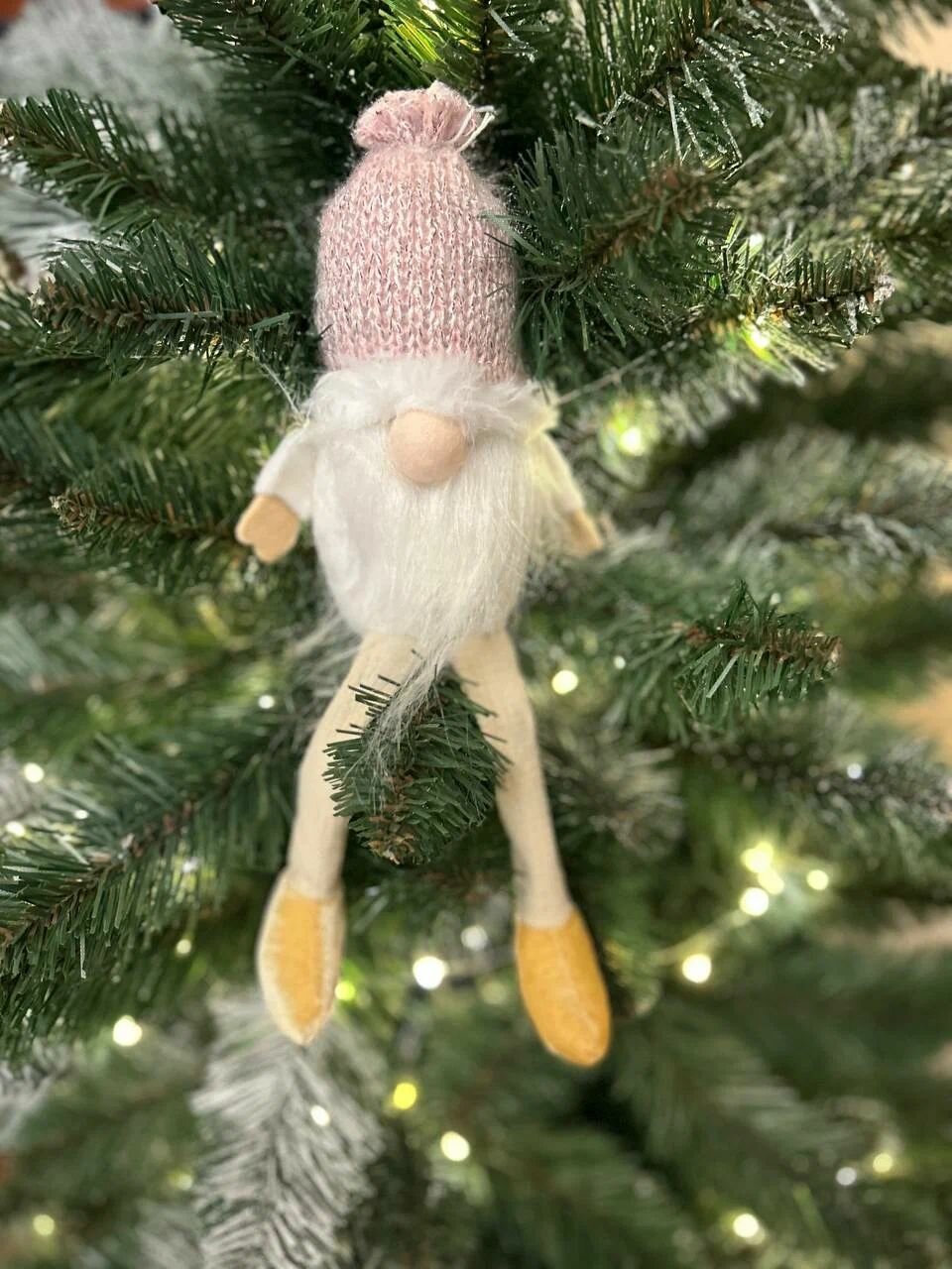 Новогодняя игрушка "Рождественский Гном", Светящийся, Розовый