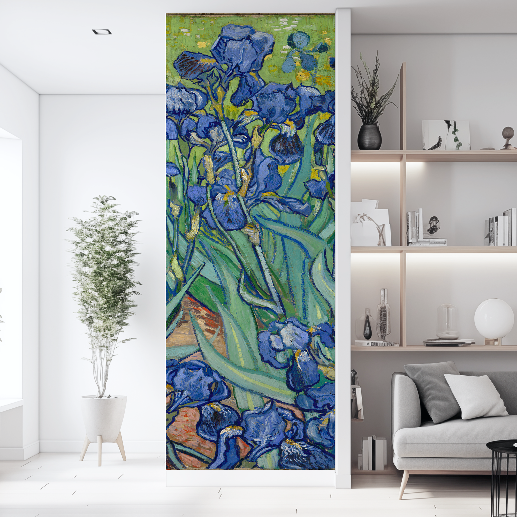 Фотообои 3д на стену "Ирисы", флизелиновые 100х270 см на кухню, спальню, зал