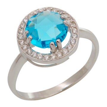 Кольцо, серебро, 925 проба, родирование, фианит