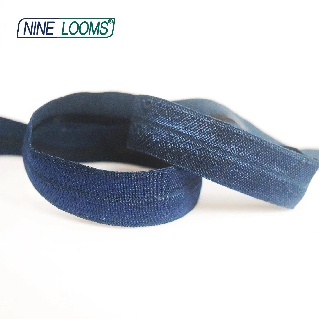 Резинки NINE LOOMS силиконовые с принтом 5/8", 15 мм, спандекс, 2 ярда Темно-синий, Dresden Blue, 2 Yards