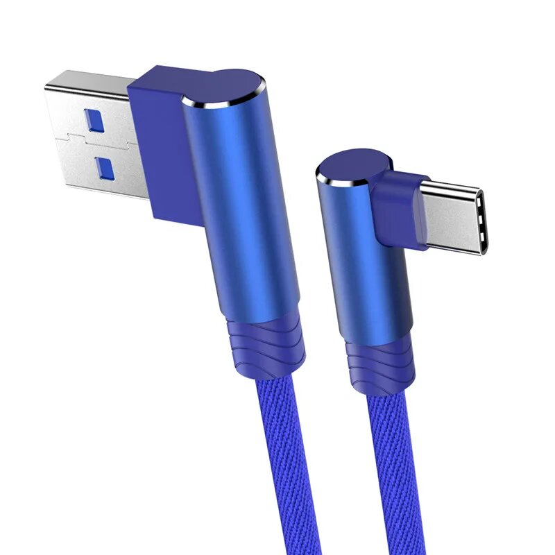 Кабель USB Type-C длиной 3 м для Samsung S21, S20, Xiaomi mi 11, Huawei, 90 3m for Micro USB, Синий