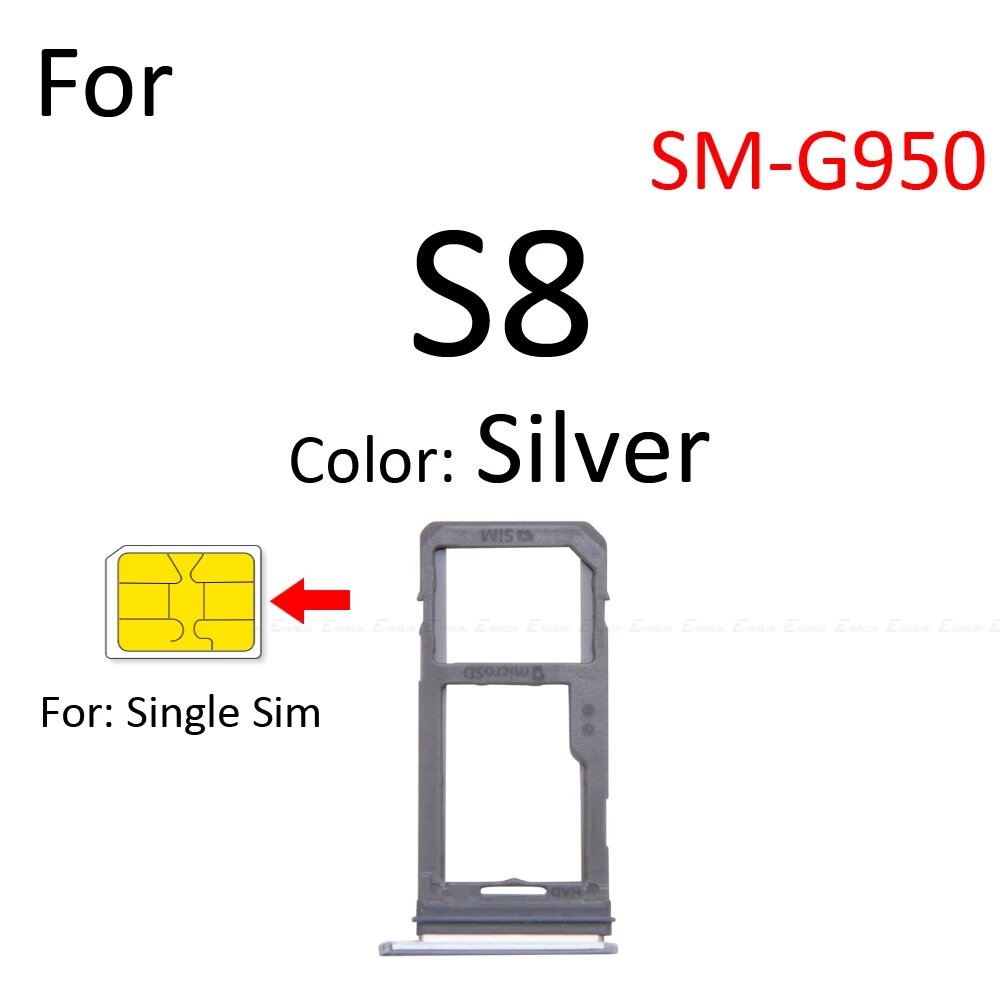 Micro SD/sim-карты лоток гнездо адаптер для Samsung Galaxy S8 Plus G950 G955 Разъем S8 Single Silver