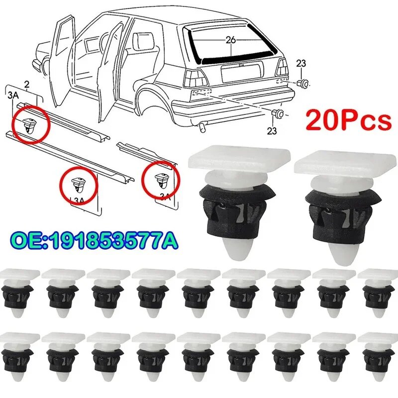 20x Накладка на порог входной двери, заклепка для панели VW Golf Jetta Mk2 Quantum Syncro Passat B6 B5 B8 B2 Seat Toledo