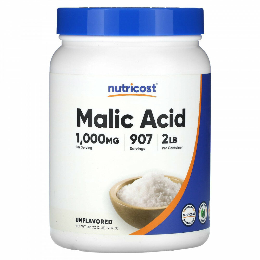 Nutricost, яблочная кислота, без добавок, 907 г (32 унции)