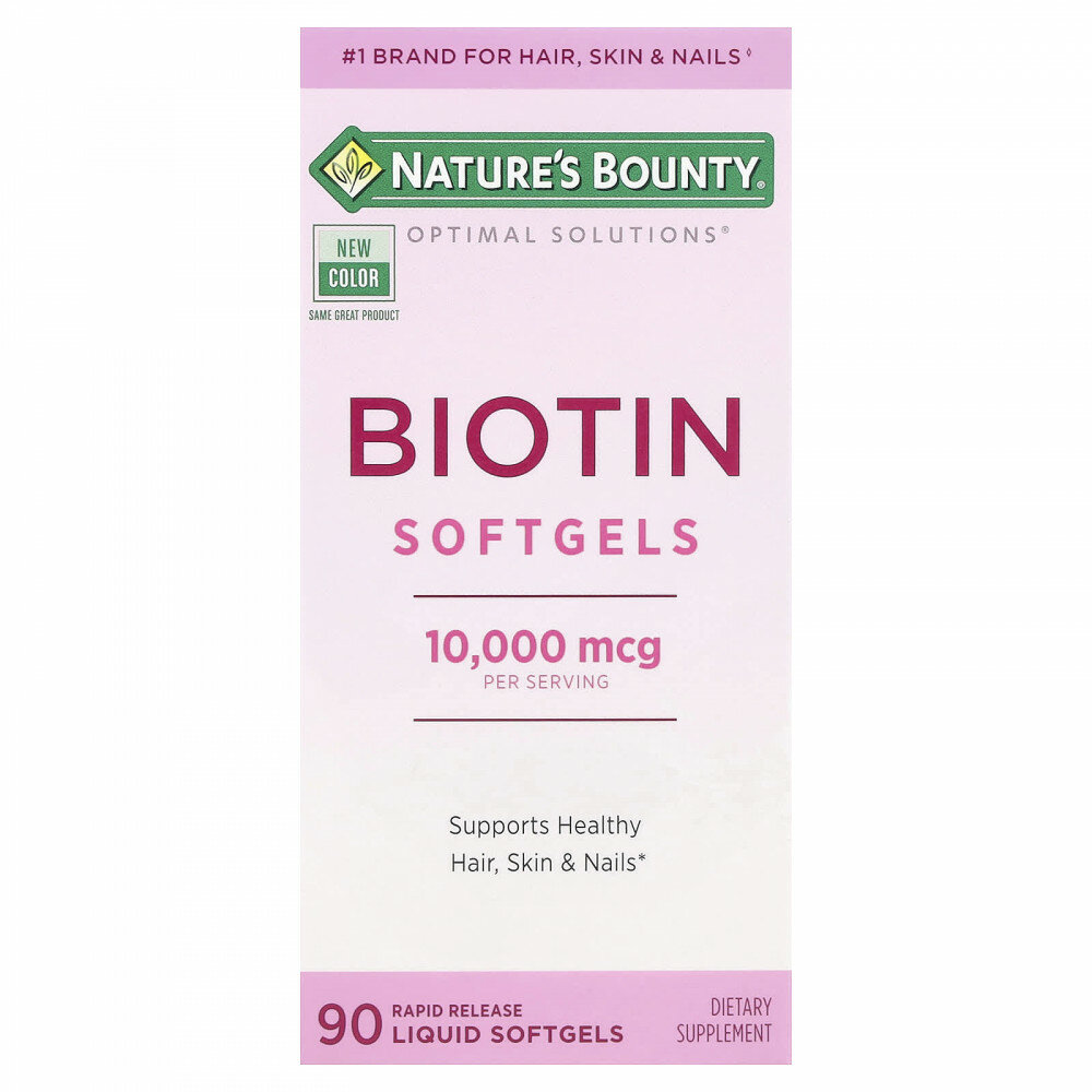 Nature's Bounty, Optimal Solutions®, биотиновые капсулы, 10 000 мкг, 90 жидких капсул с быстрым высвобождением