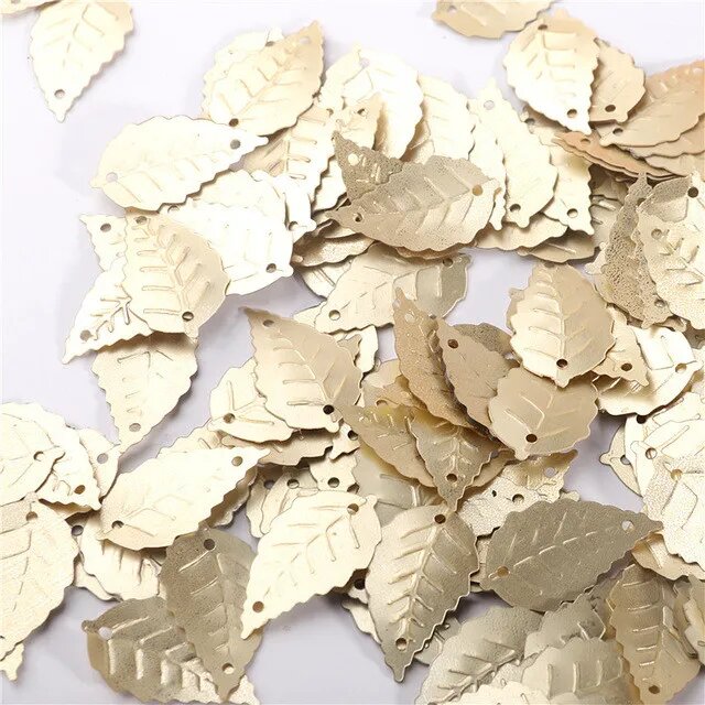 100 шт. матовое золото 13*22 мм пайетки в форме листа с 2 отверстиями и пайетками Швейные блестящие наклейки на ткани, DIY женские аксессуары для одежды