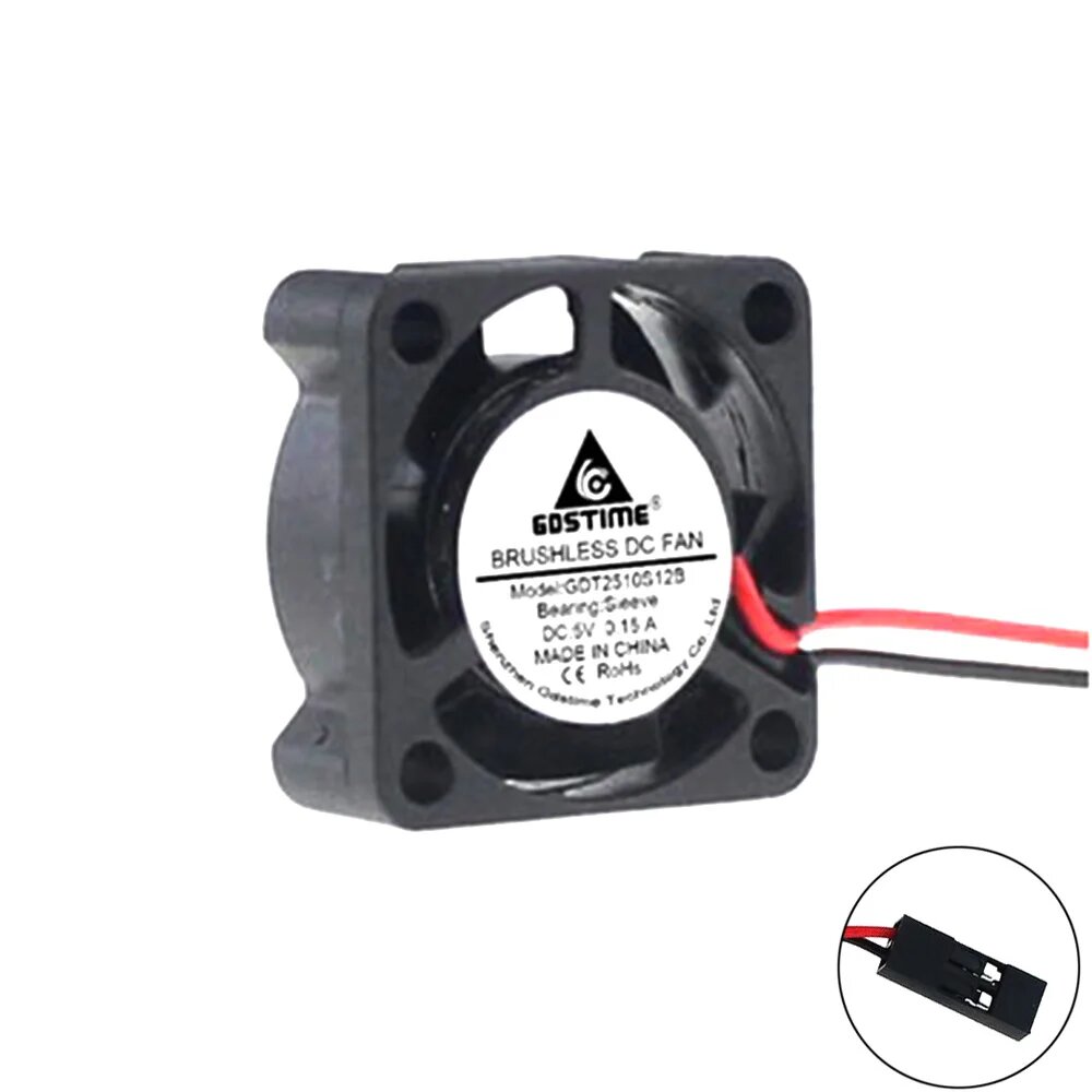 Бесщеточный вентилятор 25x25x10 мм 5V, Dupont2.54