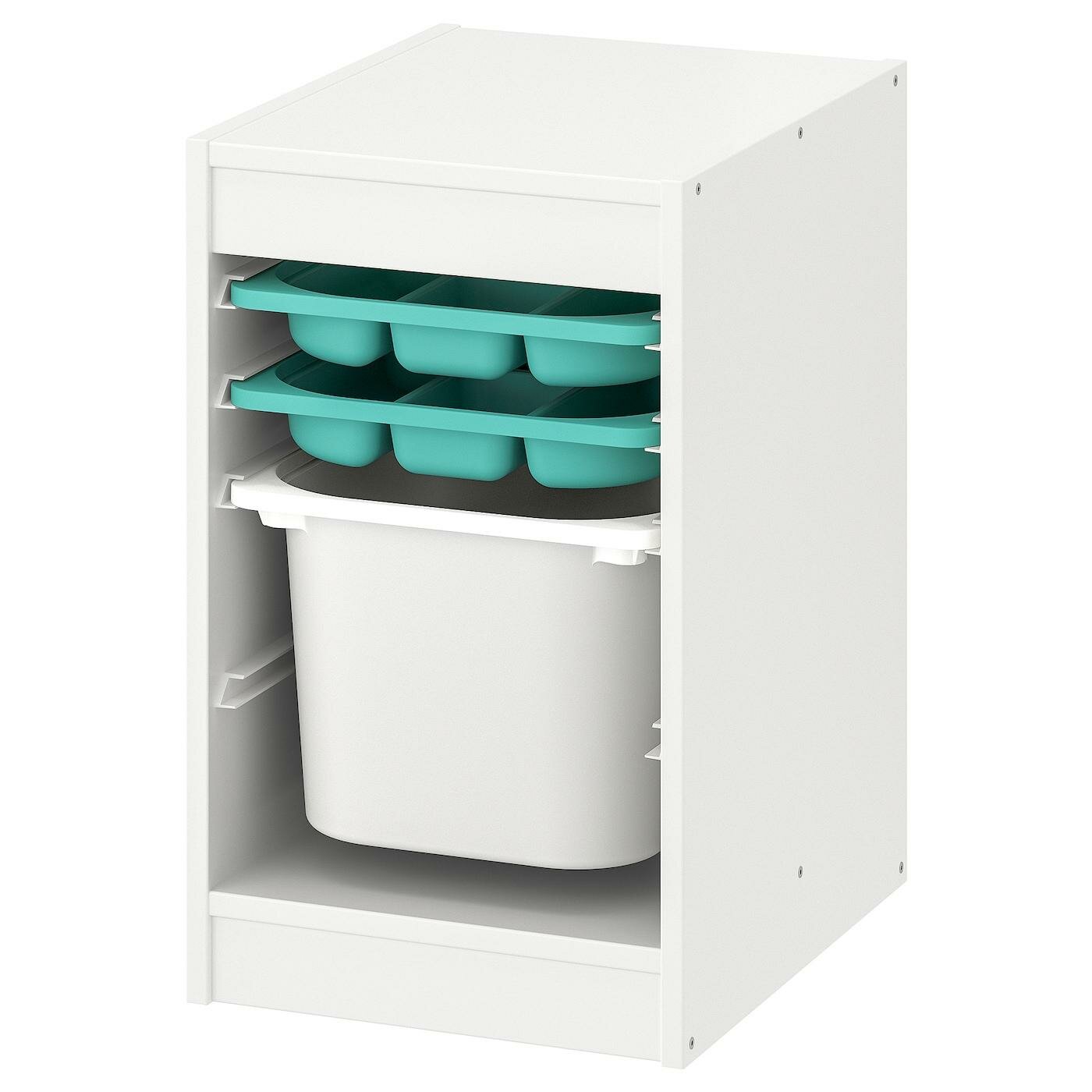 TROFAST IKEA 594.803.85 Kmb Стеллаж с ящиками 34x44x56 см белый бирюзовый/белый
