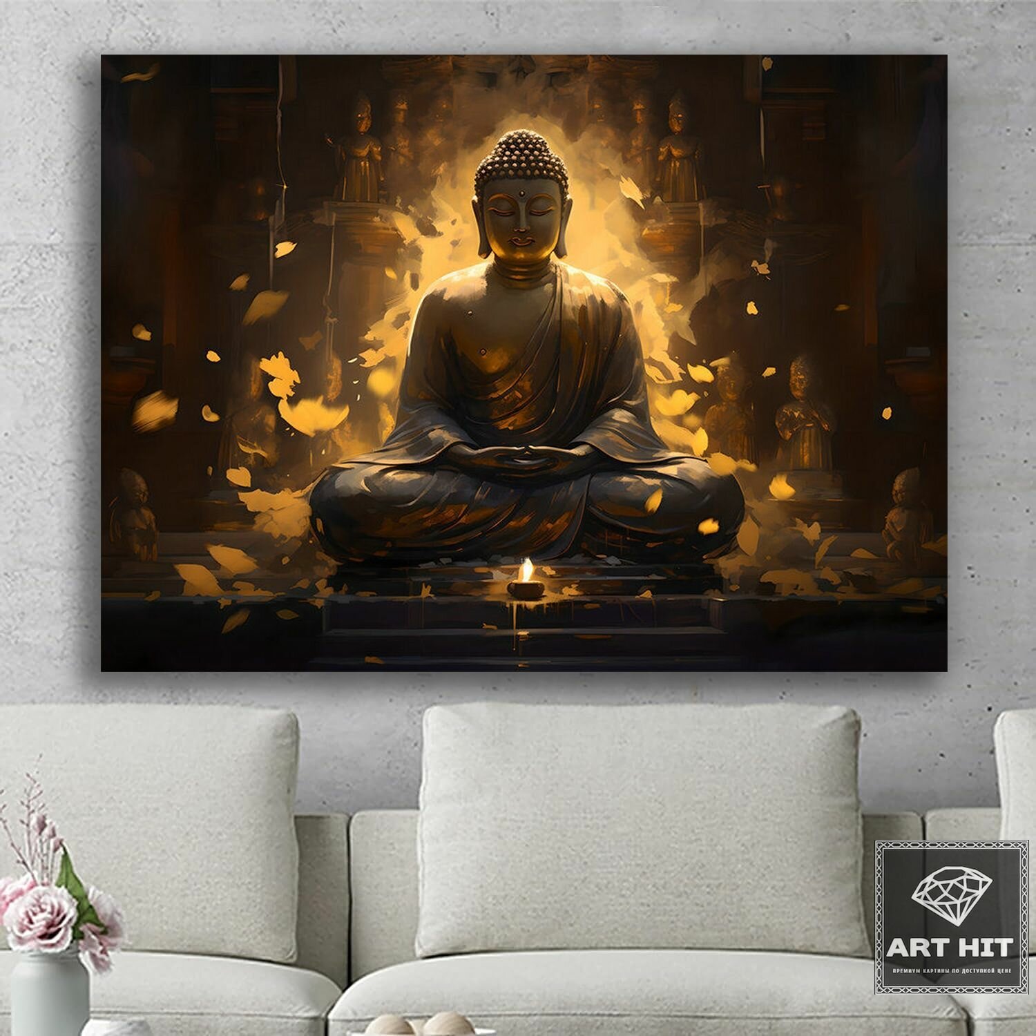 Многоликий Будда, картина интерьерная, 60х80 см.