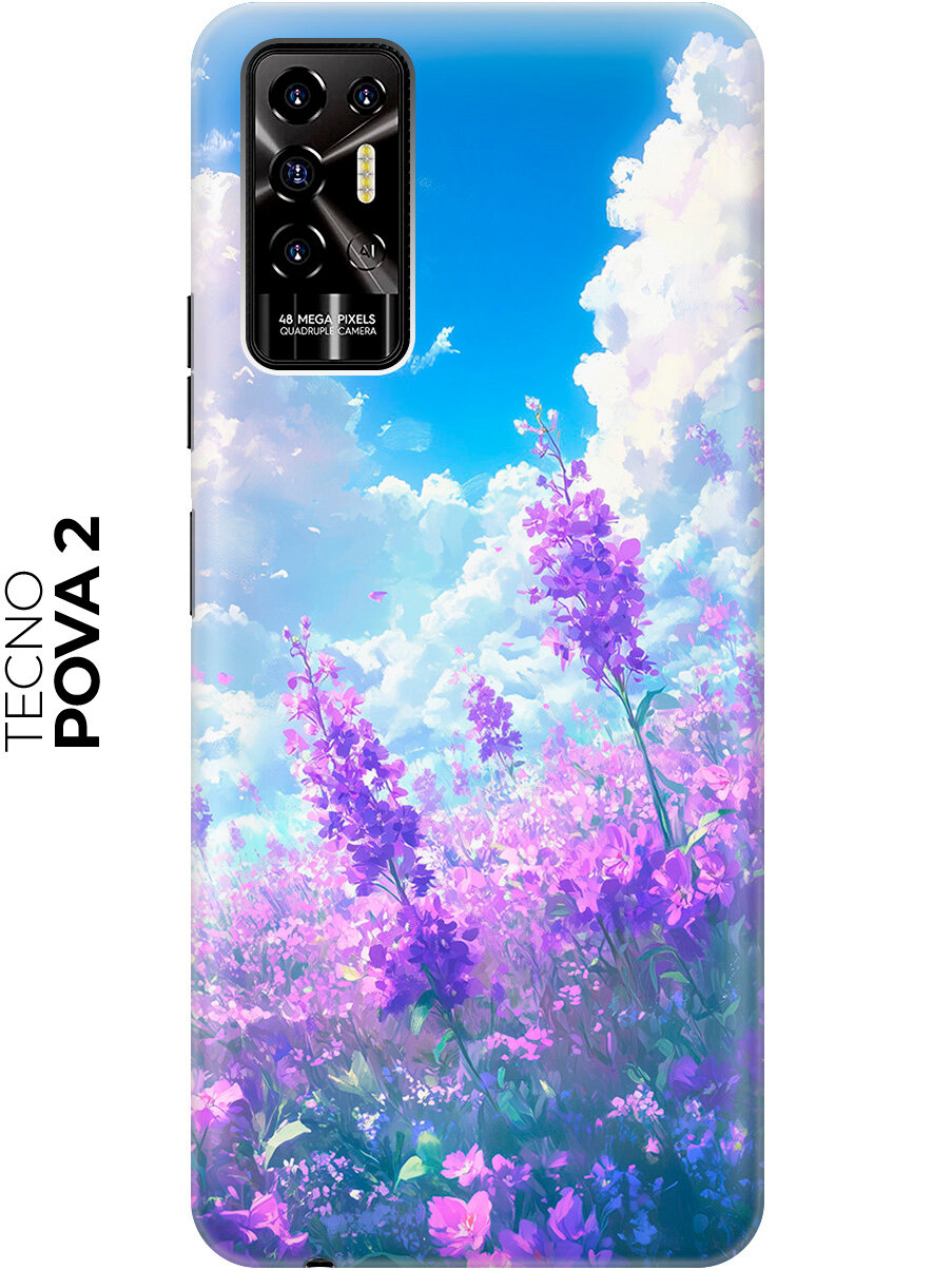 Силиконовый чехол на Tecno Pova 2 с принтом "Поле лаванды"