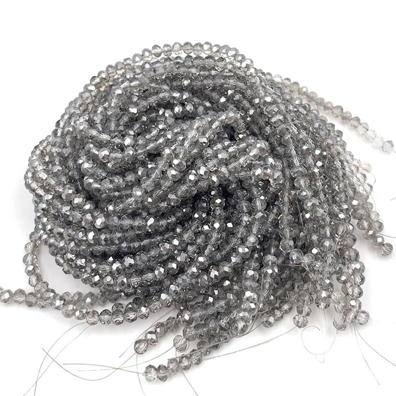 Стеклянные бусины для ювелирных изделий 2 3 4 6 8 мм Серебряный, 6mm(about 90 pcs), ZYAB76