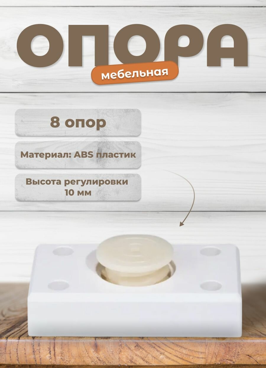 Ножки для мебели Brante высота 20 ДК 5 матовый белый, комплект 8 шт, опора мебельная для кухни, стола, шкафа, кровати