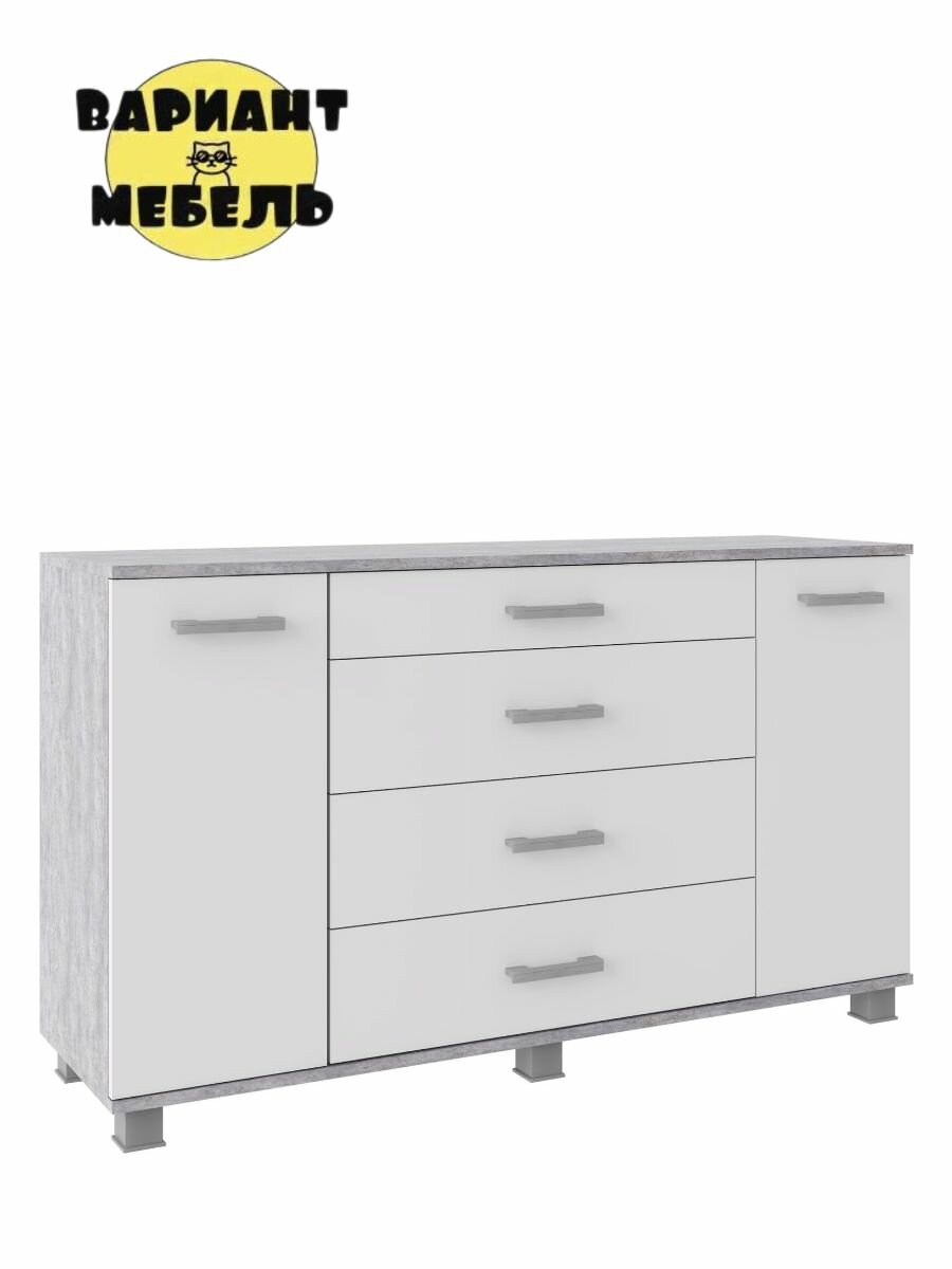 Комод К4 Цемент / Белое сияние