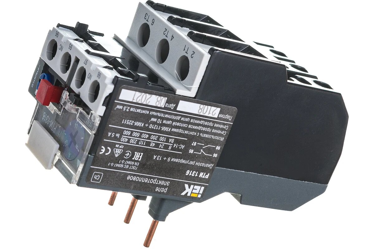 IEK тепловое реле РТИ 1316 9-13А DRT10-0009-0013 для автоматических схем защиты двигателей