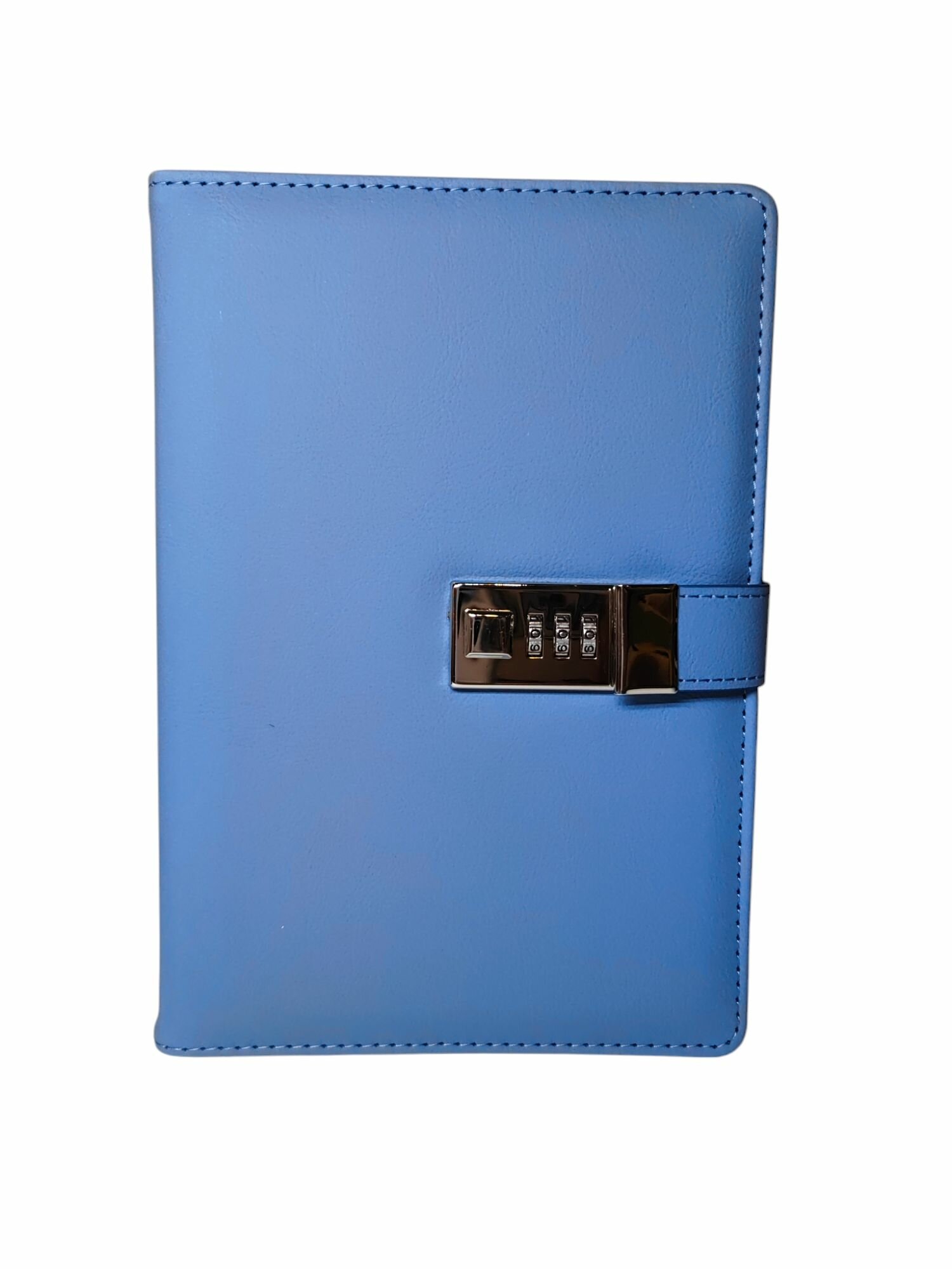 Блокнот "Особые записи", с кодовым замком, A5, голубой, клетка, кожа