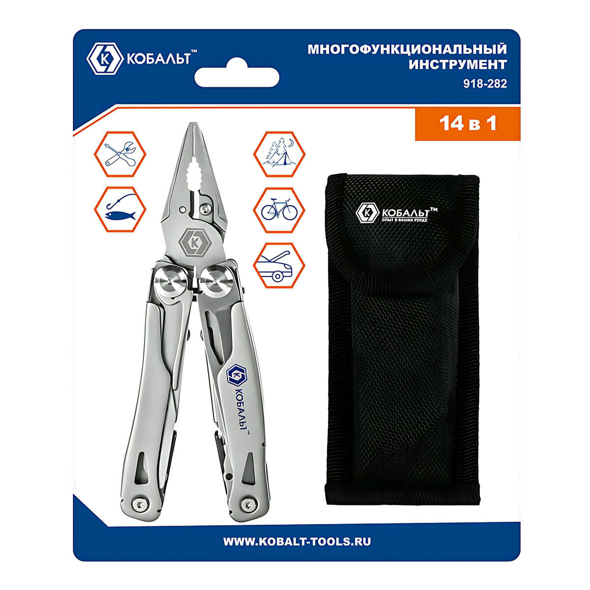 Мультитул 14-в-1, корпус из нерж. стали, чехол кобальт 918-282
