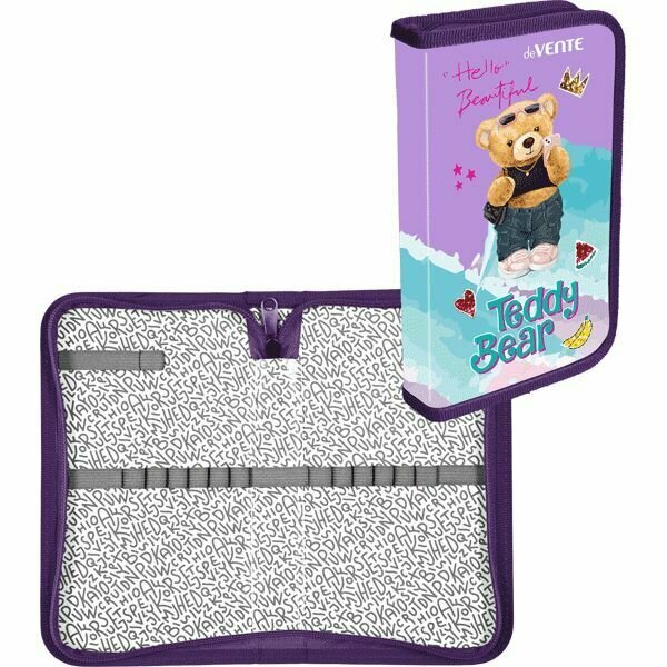 Пенал deVENTE 1 отделение 205х120х30 мм, молния, ламинат конгревным тиснением Teddy Bear на 17 предметов