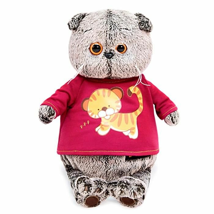 Мягкая игрушка Basik&Сo Кот Басик в футболке с принтом "Тигренок" (Ks19-143)