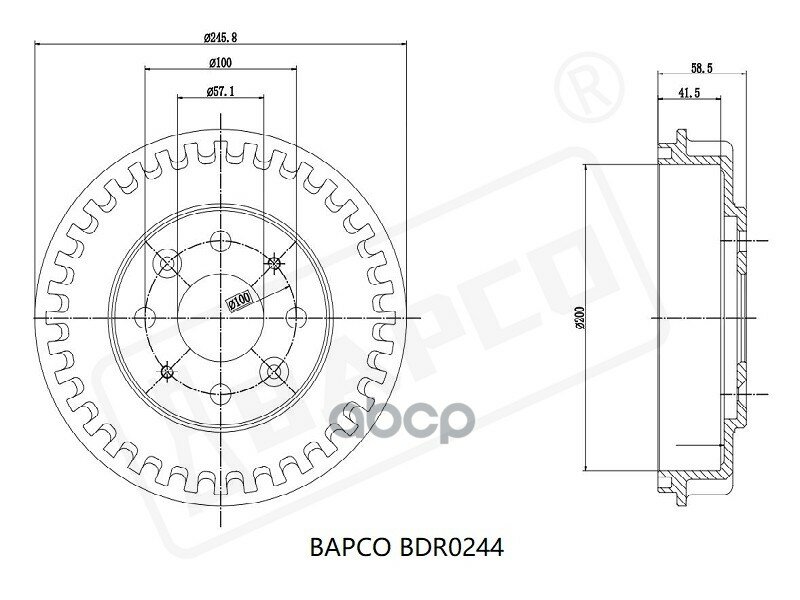 Барабан тормозной задний BDR0244, BAPCO арт. BDR0244